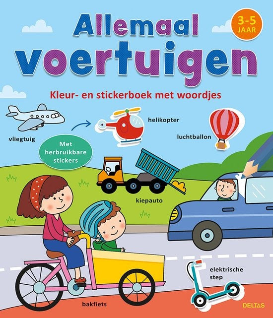 Allemaal voertuigen Kleur en Stickerboek (3-5 jaar) – Poppedijn